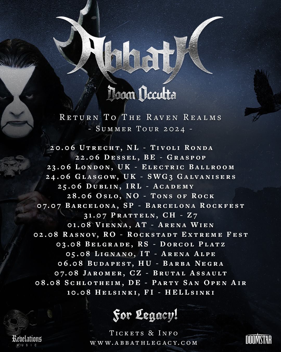 Abbath Doom Occulta announce "Return to the Raven Realms" summer tour
